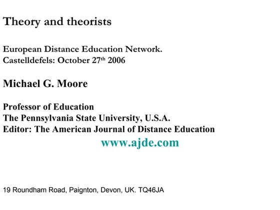 Definitions, History and Theories of Distance Education | PPT