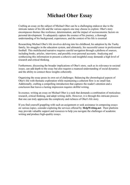 The Blind Side Michael Oher Essay | PDF