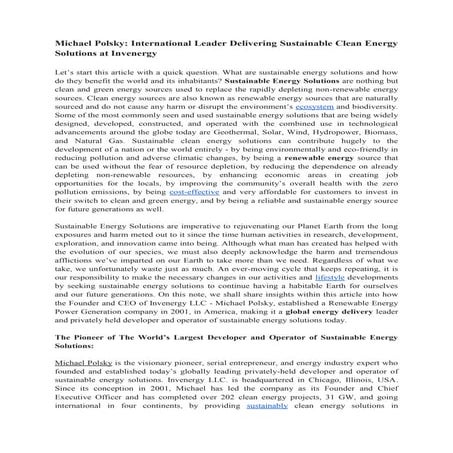 Michael Polsky_ International Leader Delivering Sustainable Clean ...