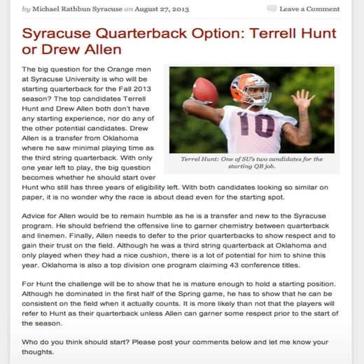 Michael Rathbun Syracuse Football Blog | PDF