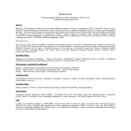 michael scott writing cv 2011 | PDF