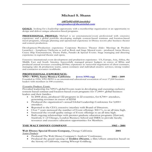 Michael Shann Resume | DOC