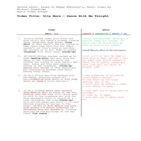 Music video script_template 2 | DOCX