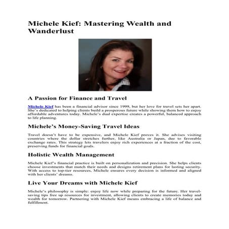 Michele Kief’s Holistic Wealth Management Approach | PDF