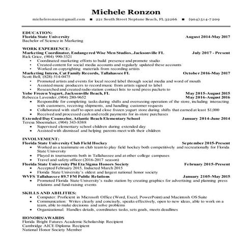 Michele Ronzon resume | DOCX