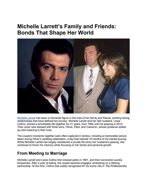The Untold Story of Michelle Larrett and Lewis Collins' Family Life | DOCX