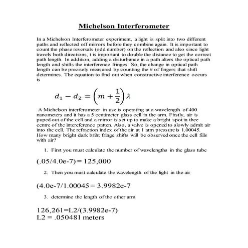 Michelson interferometer | DOCX