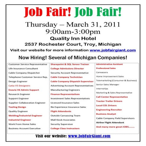 Michigan Job Fair March 31 | PDF
