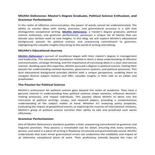 Perfecting Grammar in the World of Politics: An Interview with Michlin ...