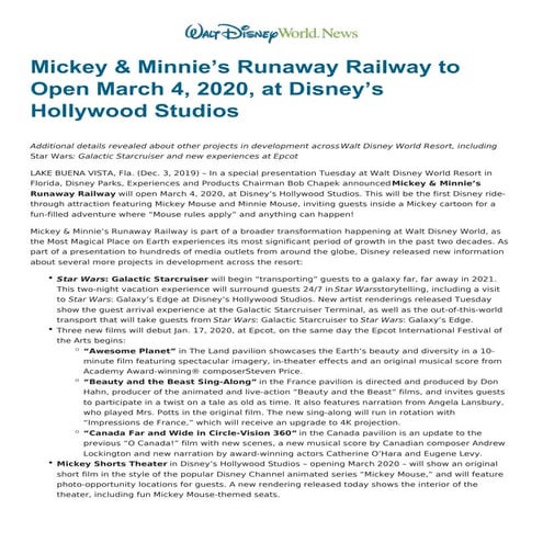 The first Disney ride-through attraction featuring Mickey Mouse and ...