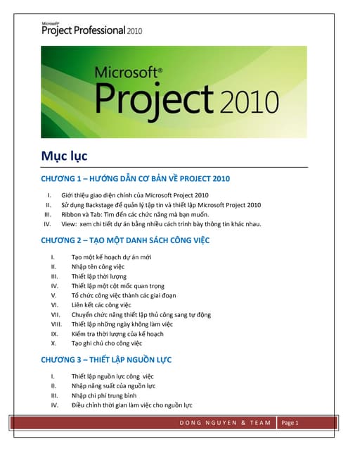 Hướng dẫn sử dụng Microsoft Project 2010 (Phần 2: Nhập dữ liệu) | PDF