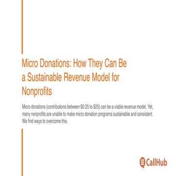 Micro Donations: How They Can Be a Sustainable Revenue Model for Nonprofits | PDF