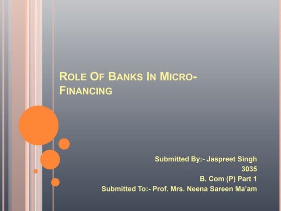 PPT ON MICRO FINANCE | PPT