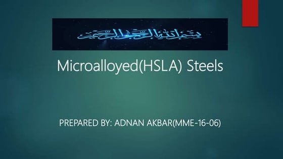 EM-UNIT II -hsla steel | PPT