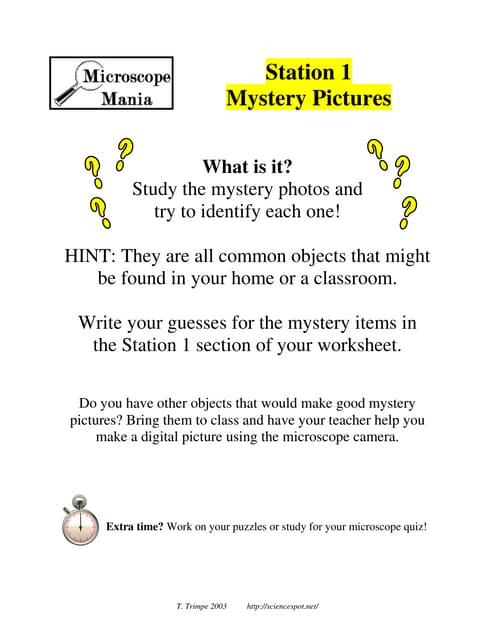 Microscope Mania Lab Sheet