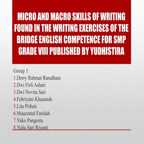 Micro and Macro Skills of Writing Found in The Writing Exercises of The ...