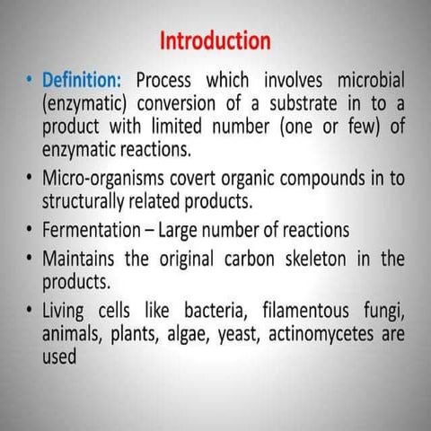 Microbial biotransformation Defination introduction | PPT