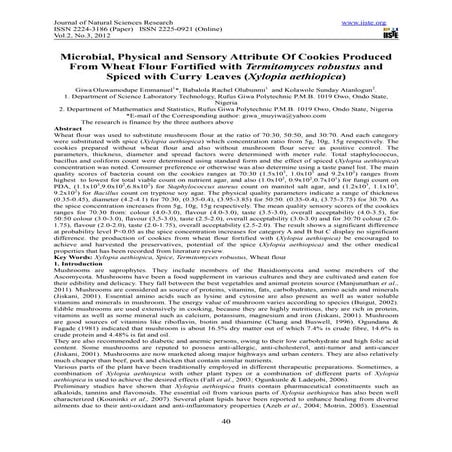 Microbial, physical and sensory attribute of cookies produced from ...