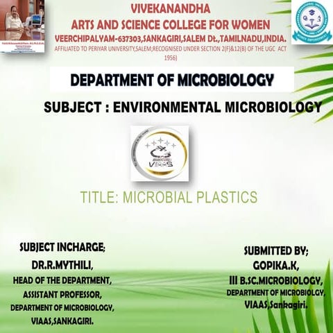 MICROBIAL PLASTICS on environmental microbiology | PPT