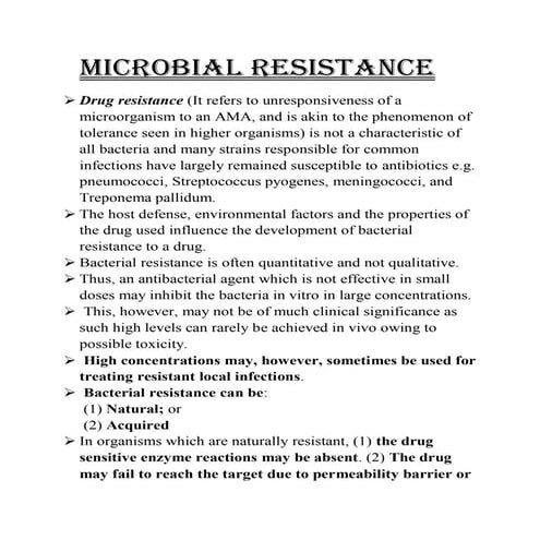 Microbial resistance & chemoprophylaxis | PDF