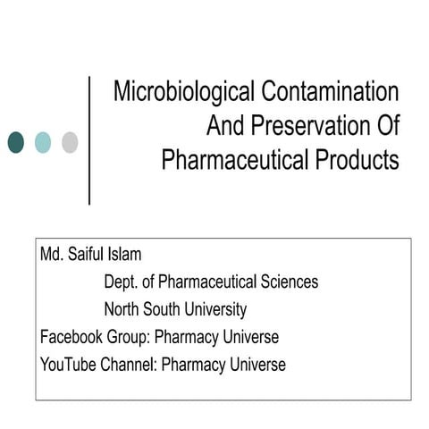 Microbiological Contamination And Preservation Of Pharmaceutical ...