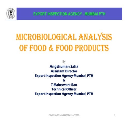 Microbiological Analysis of Food & Food Product | PDF