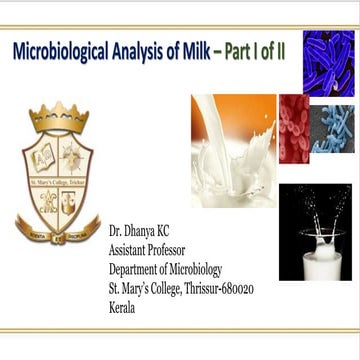 Microbiological analysis of milk part I | PPTX