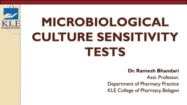Microbiological culture sensitivity test | PDF
