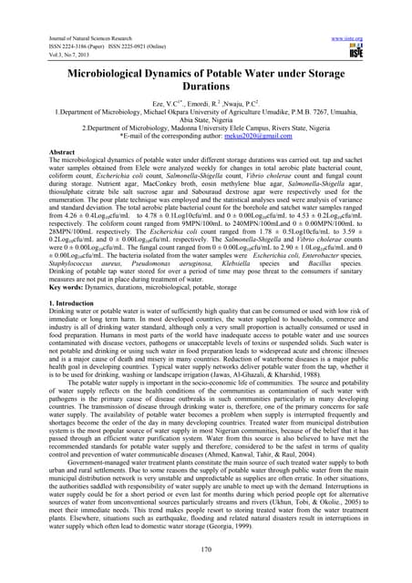 Checking of bacterial contamination of water using H2S | PDF