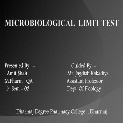 Microbial limit test | PPT