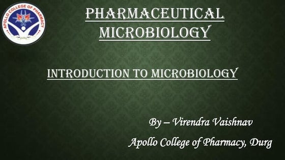 1. Introduction to Microbiology & Parasitology lecture | PPTX | Biological Sciences | Science