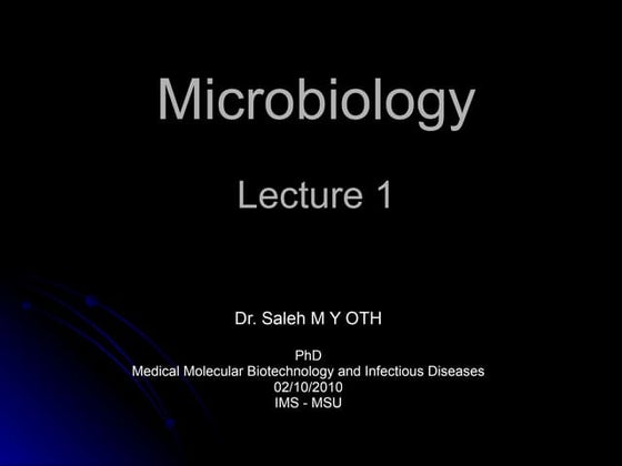 1. Introduction to Microbiology & Parasitology lecture | PPT
