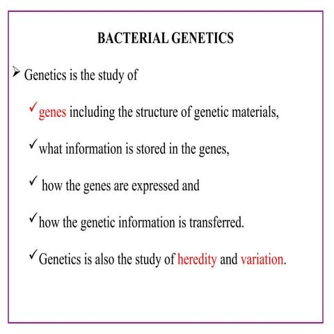 Microbiology lecture note on bacterial genetic | PPT
