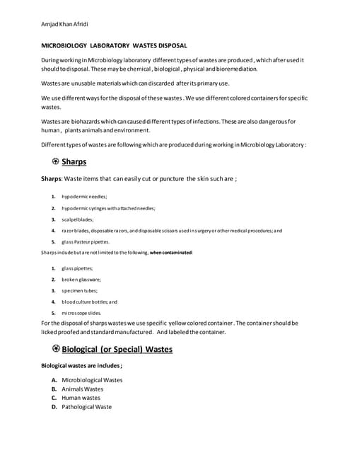 Microbiology laboratory wastes disposal | PDF