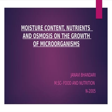 MOISTURE CONTENT, NUTRIENTS AND OSMOSIS | PDF