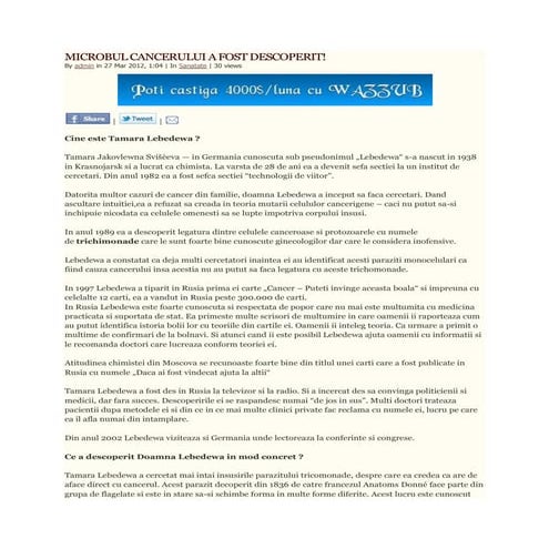 Microbul cancerului a fost descoperit | PDF