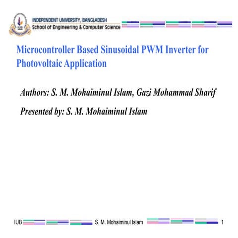 Microcontroller Based Sinusoidal Pwm Inverter For Photovoltaic Application Ppt 
