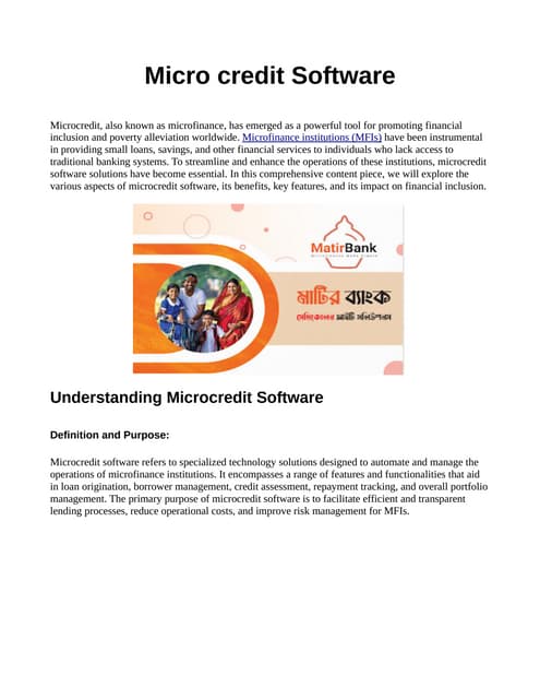Micro credit Software | PPTX