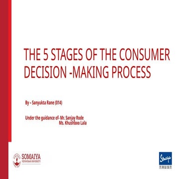 the 5 stages of consumer decision making process | PPTX