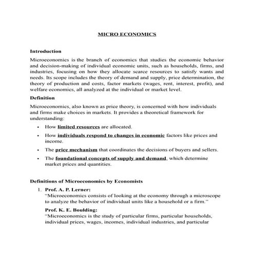 Micro economics | PPTX