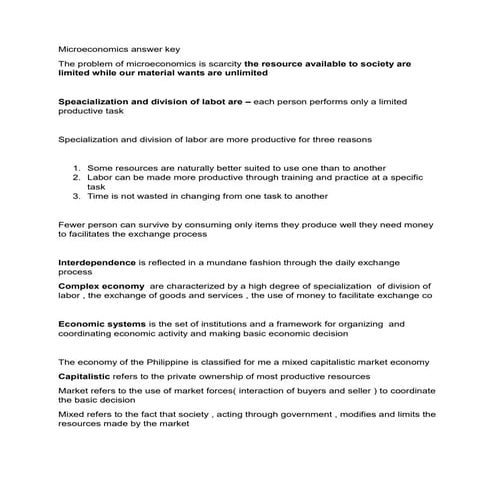 Microeconomics answer key.docx | Economy | Business and Finance