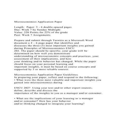 Microeconomics Application Paper Length Paper 5 - 6 do.docx