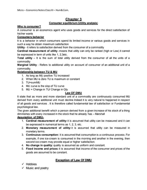 Consumer Equilibrium Class XI CBSE | PPTX