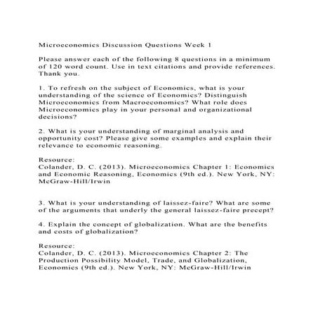 Microeconomics Discussion Questions Week 1please Answer Each Odocx