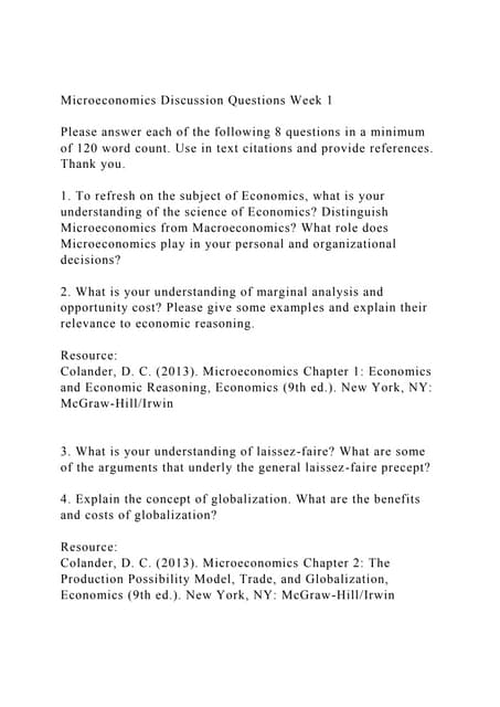 Microeconomics Discussion Questions Week 1please Answer Each Odocx