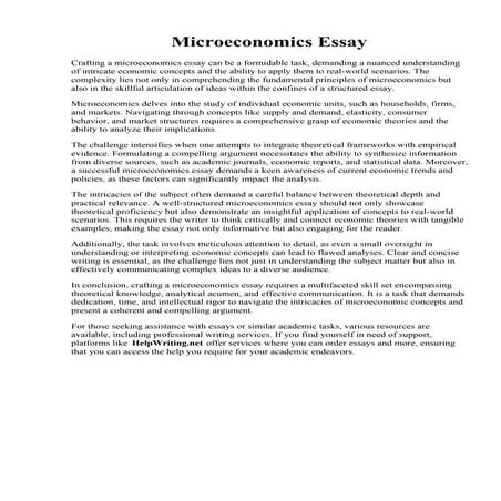 Microeconomics Essay | PDF