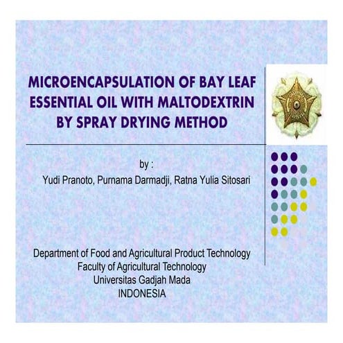 Nanoencapsulating of Kaffir Lime Oil with Coacervation Method using ...
