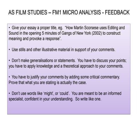 Micro essay feedback | PPTX | Screenwriting | Content Production
