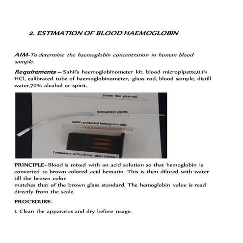estimation of blood haemoglobin | PDF
