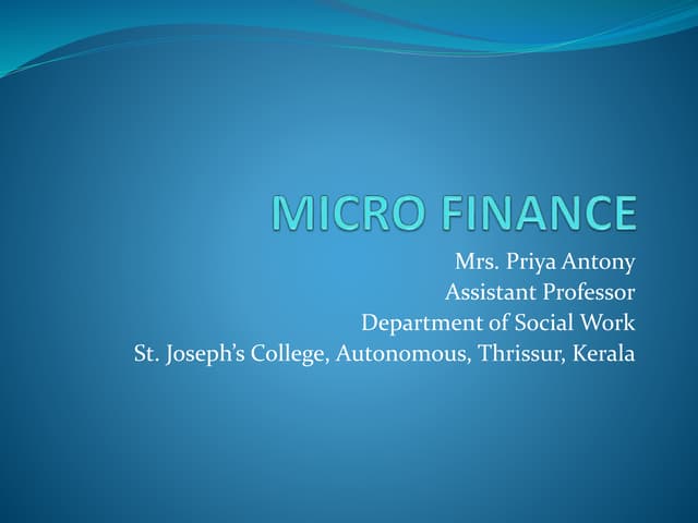 Swot analysis of micro finance | PPTX